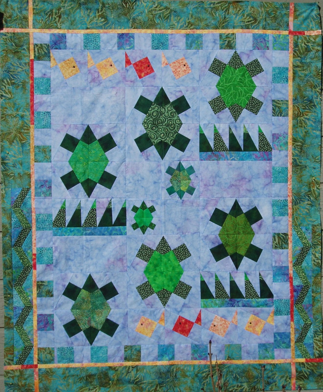 Turtles'n Tide-pools X-Blocks Pattern – Cactus Queen Quilt Co